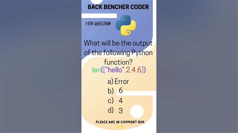19th Question Python Programmingquestions Trending Trendingshorts