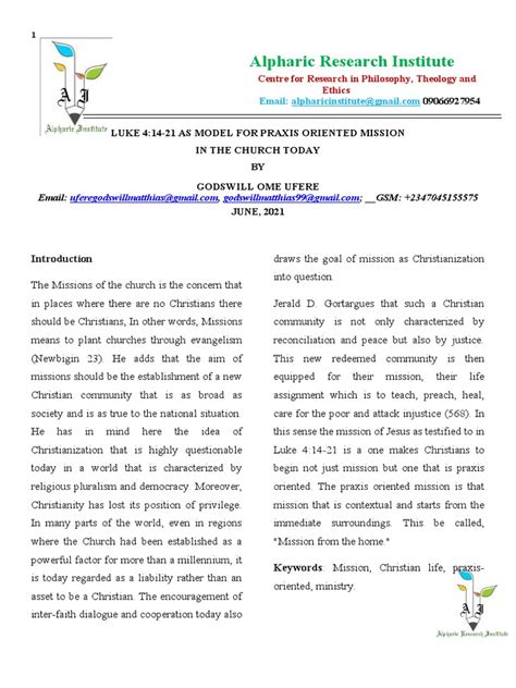 Luke 4 As Model For Praxis Oriented Mission Pdf Jesus Disciple