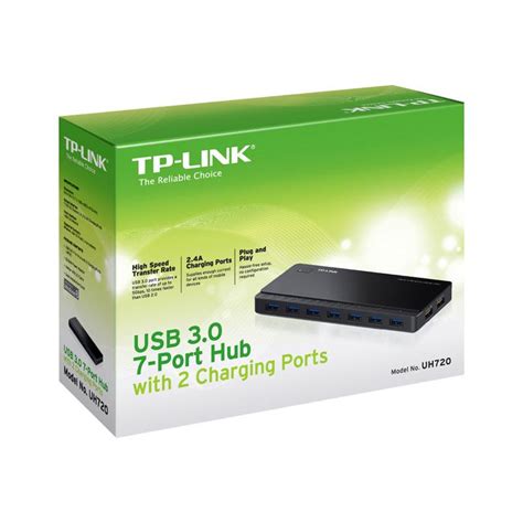 Tp Link Uh720 Usb 30 7 Port Hub With 2 Charging Ports Black
