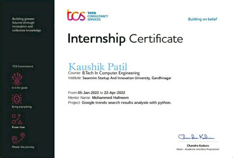 Kaushik Patil On Linkedin Thankyou Tcs Intern2022 Developer Pythonprogramming