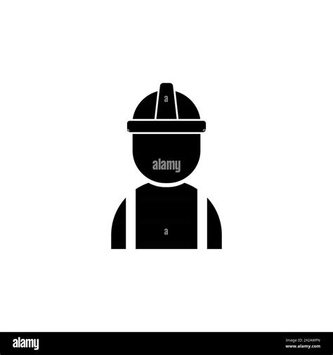 Builder In Helmet Flat Vector Icon Simple Solid Symbol Isolated On