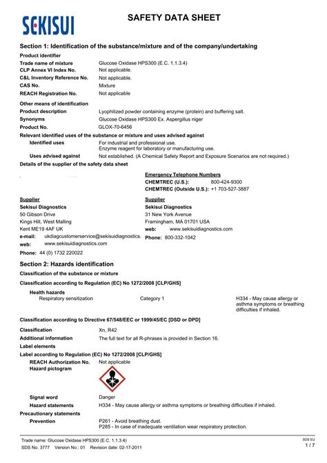 SAFETY DATA SHEET Sekisui Diagnostics