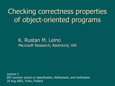 Ppt Checking Correctness Properties Of Object Oriented Programs