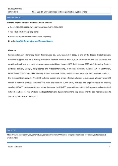 Cisco 900 Series Integrated Services Routers Datasheet Pdf