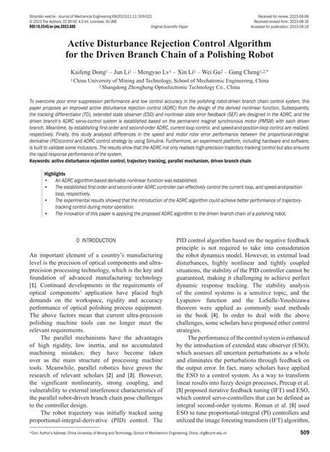 Pdf Active Disturbance Rejection Control Algorithm For The Driven