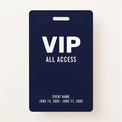 Simple Vip All Access Pass Event Id Badge Zazzle