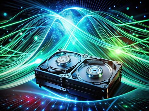 Visualizing The Flow Of Data Double Exposure Of Hard Drives And Data Streams Against A Striking