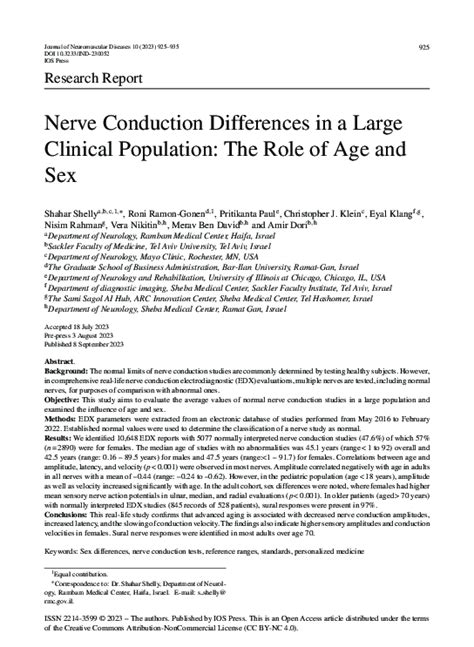 Pdf Nerve Conduction Differences In A Large Clinical Population The Pdf Nerve Conduction Differences In A Large Clinical Population The