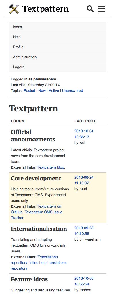 Dribbble Textpattern Forum Mobile1png By Phil Wareham