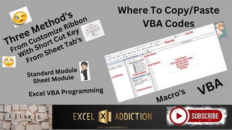 How To Create Or Copy Paste Vbamacro Codessheet Modulestandard Moduleudfexceladdiction
