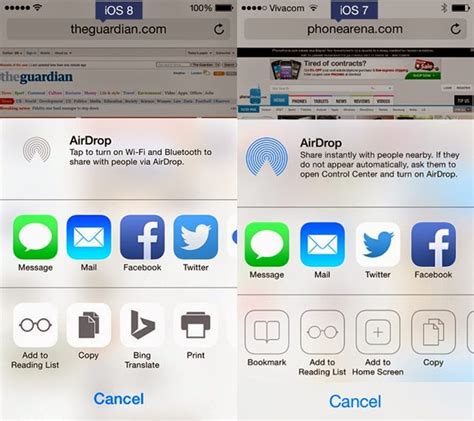 Apple Ios 8 Vs Ios 7 Functionality Features Icons Ui Elements Visual Comparison