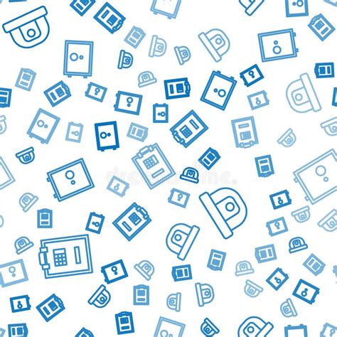 Set Line Safe Motion Sensor And Safe On Seamless Pattern Vector Stock Vector Illustration Of