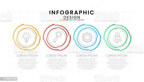 비즈니스 데이터 프로세스 차트 개념입니다 원형 인포 그래픽 아이콘은 4 가지 옵션 단계 부품이있는 현대 배경 템플릿을 위해