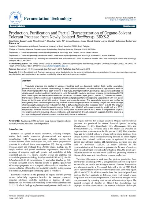 Pdf Production Purification And Partial Characterization Of Organo
