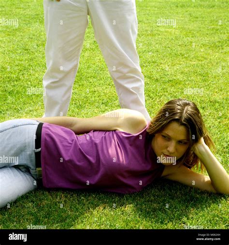 Couple In The Garden Stock Photo Alamy