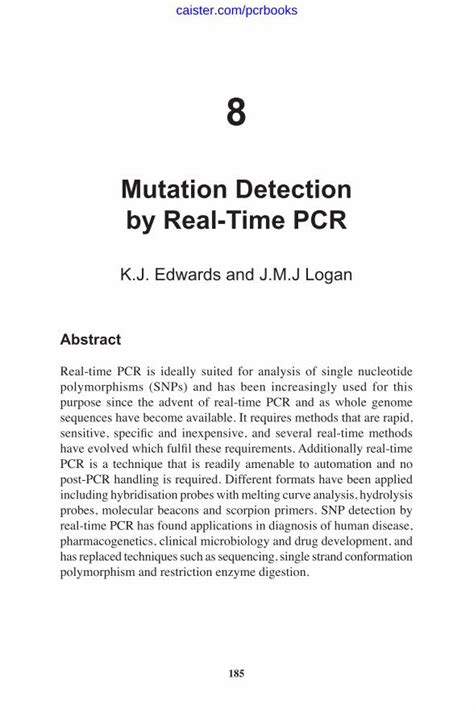 Pdf Mutation Detection By Real Time Pcr · Mutation Detection By Real
