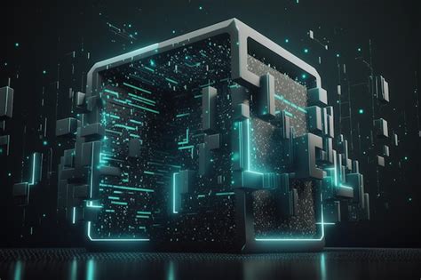Futuristic Data Flow Data Transfer Technology Cyberpunk Big Data And