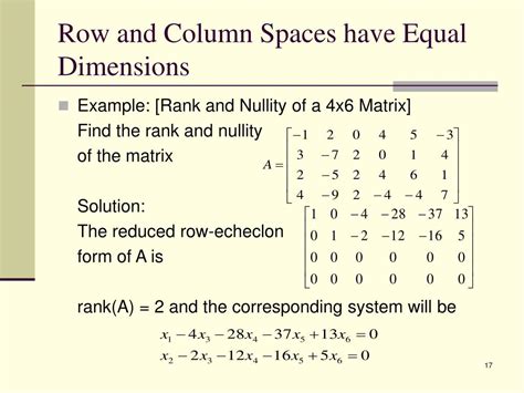ppt 5 5 row space column space and nullspace powerpoint
