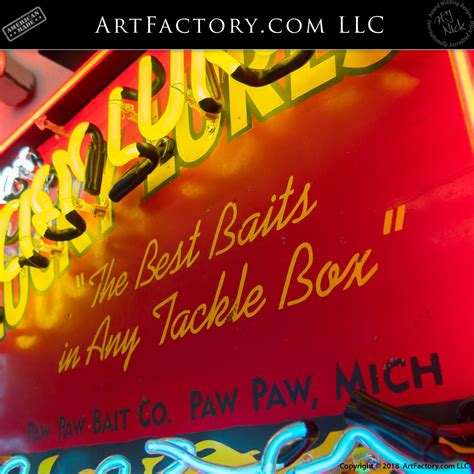 Vintage Paw Paw Bait Company Neon Sign Go For Lucky Lures