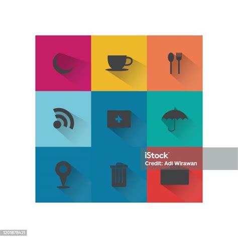 현대 플랫 롱 섀도우 디자인의 웹 아이콘 세트 0명에 대한 스톡 벡터 아트 및 기타 이미지 0명 가방 개념 Istock