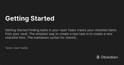 getting started tasks user guide obsidian publish