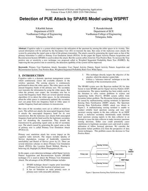 Detection Of Pue Attack By Spars Model Using Wsprt Pdf