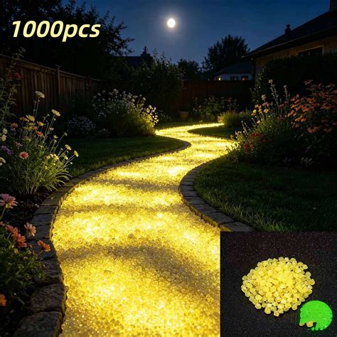 Bzpiz Glow In The Dark Garden Stones 1000pcs Colorful Pebbles Night