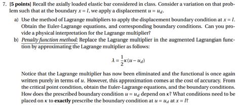 Points Recall The Axially Loaded Elastic Bar Chegg