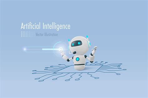 회로 기판의 Ai 채팅 로봇 터치 디지털 다운로드 바 인공 지능 기술 혁명 및 개발 기계 학습 로봇 과학 연구의 구현 3d 벡터 3차원 형태에 대한 스톡 벡터 아트 및 기타