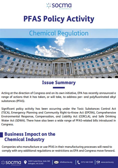 Issue Summary PFAS Policy Activity Society Of Chemical Manufacturers Affiliates
