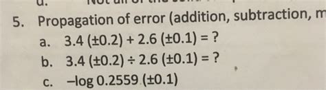 solved 5 propagation of error addition subtraction m 3 4