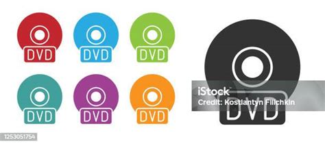 흰색 배경에 격리된 검은색 Cd 또는 Dvd 디스크 아이콘입니다 컴팩트 디스크 사인 다채로운 아이콘을 설정합니다 벡터