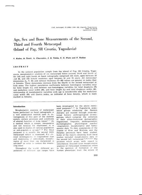 Pdf Age Sex And Bone Measures Of The Second Third And Fourth Metacarpal Island Of Pag Sr