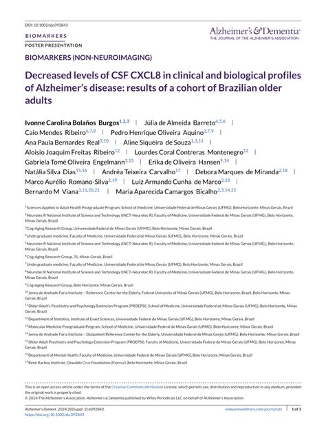 Pdf Decreased Levels Of Csf Cxcl8 In Clinical And Biological Profiles