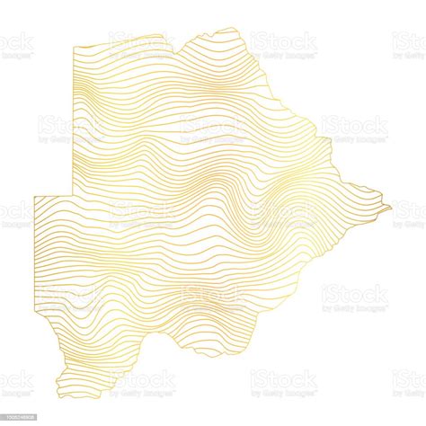Abstract Map Of Botswana Vector Illustration Of Striped Gold Colored Map Stock Illustration
