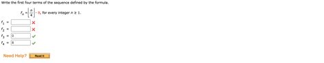 solved write the first four terms of the sequence defined by