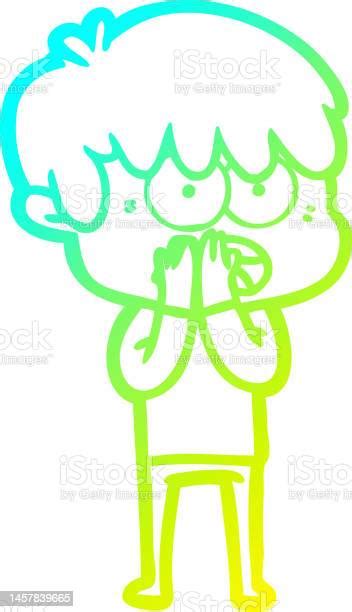 Disegno Della Linea Sfumata Fredda Di Un Ragazzo Dei Cartoni Animati