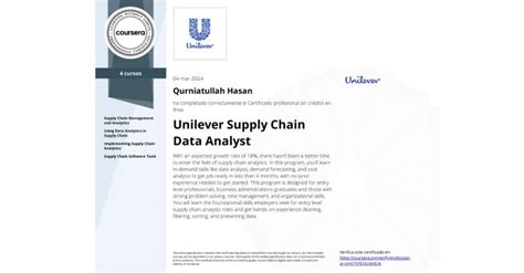 Finished Unilever Supply Chain Data Analyst Professional Certificate 🎉 Learned A Lot