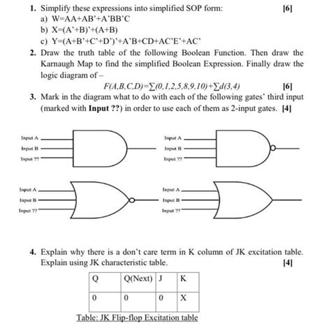 solved 1 simplify these expressions into simplified sop