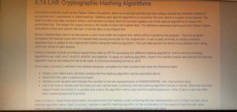 solved 6 16 lab cryptographic hashing algorithms encryption