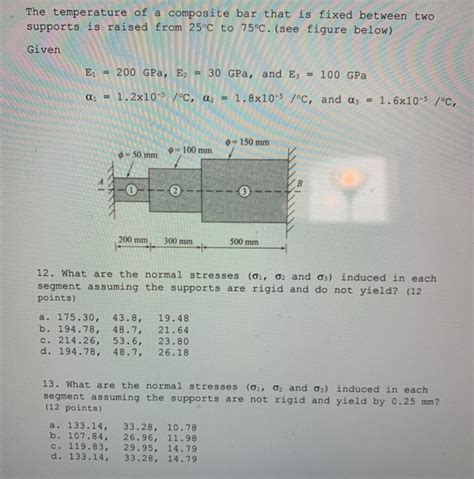 solved the temperature of a composite bar that is fixed