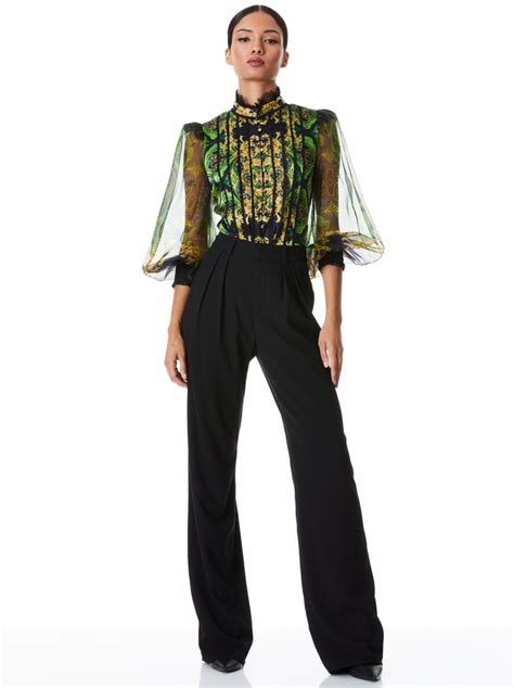 Bettina Blouson Sleeve Top In Rendezvous Alice Olivia