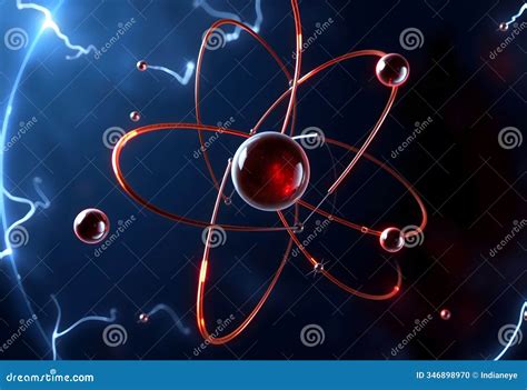 A Glowing Sphere With Three Balls Surrounding It Illustrating Atomic