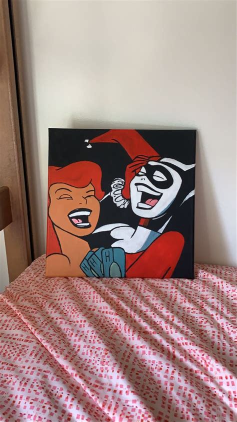 Poision Ivy And Harley Quinn In 2024 Batman Painting Canvas Mini