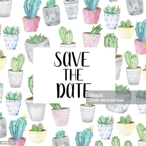 손으로 그린 수채화 선인장과 다 즙 식물 냄비에 만들어진 아름 다운 프레임 0명에 대한 스톡 벡터 아트 및 기타 이미지 0명 개체 그룹 고풍스런 Istock