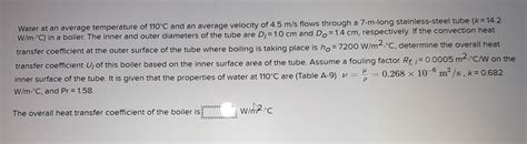 Solved Water At An Average Temperature Of 110°c And An