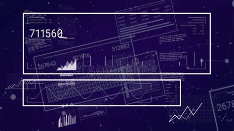 Animation Of Digital Data Charts And Graphs Overlaying Dark Blue