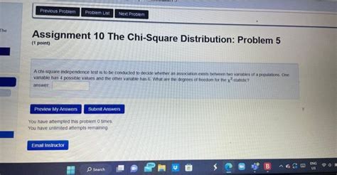 Solved Assignment The Chi Square Distribution Problem Chegg