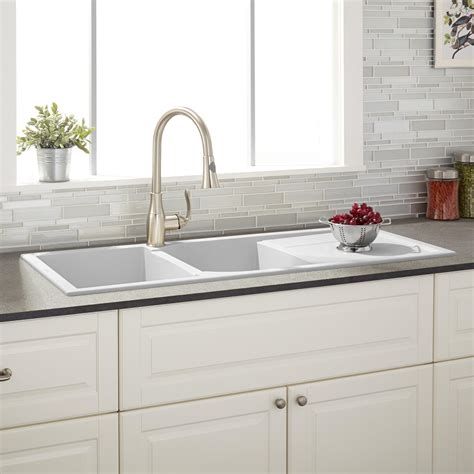 Double Kitchen Sink With Drainboard