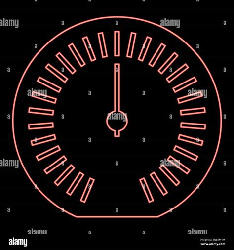 Neon Speedometer Odometer Speed Counter Meter Red Color Vector Illustration Image Flat Style